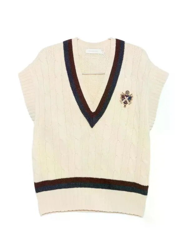 Zimmermann Cable-knit Embroidered Vest - Neutrals