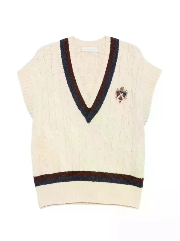 Zimmermann Cable-knit Embroidered Vest - Neutrals