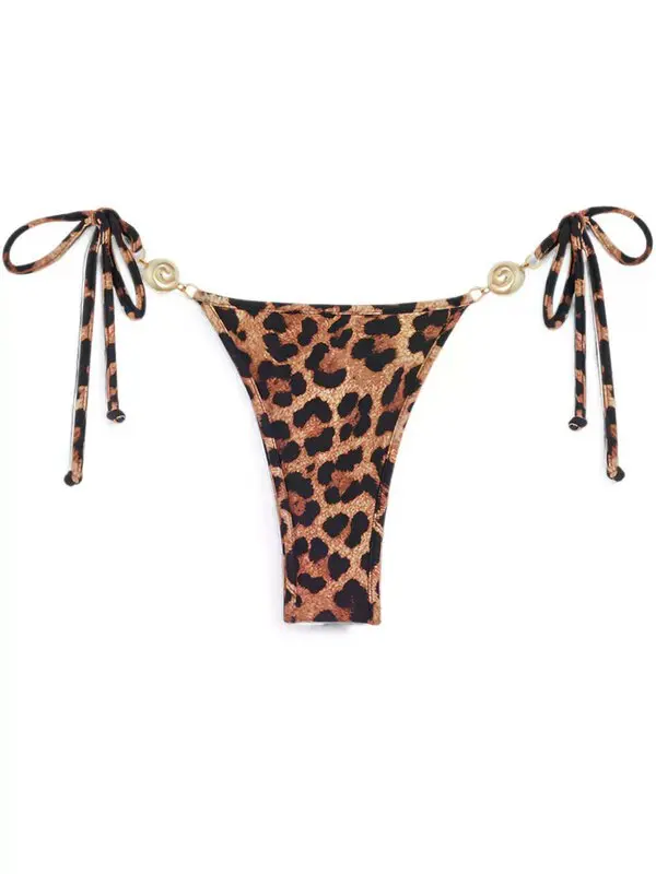 REINA OLGA Carioca Splash Leopard-print Bikini Bottoms - Brown