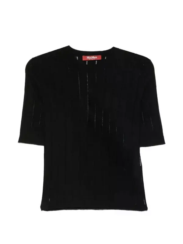 Max Mara Ribbed-knit Short-sleeve T-shirt - Black