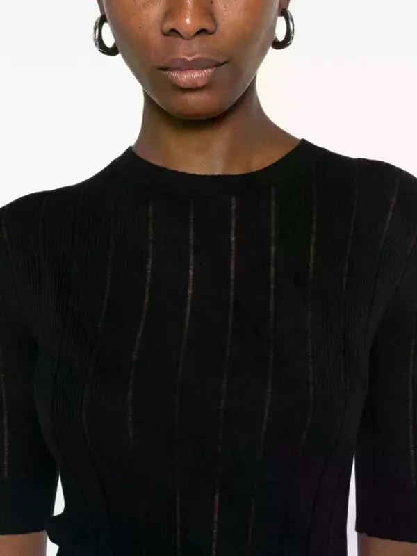 Max Mara Ribbed-knit Short-sleeve T-shirt - Black