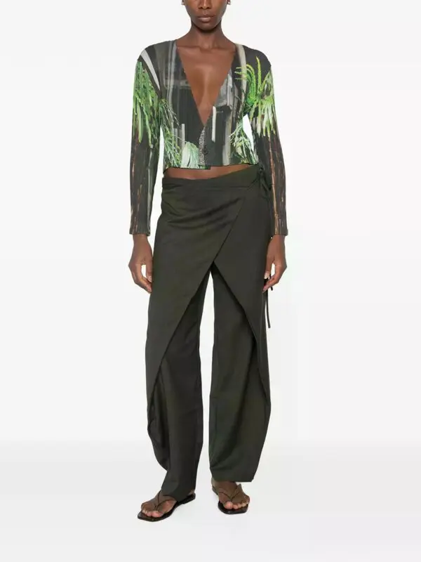 Issey Miyake Plissé-effect Palm-print Jacket - Green