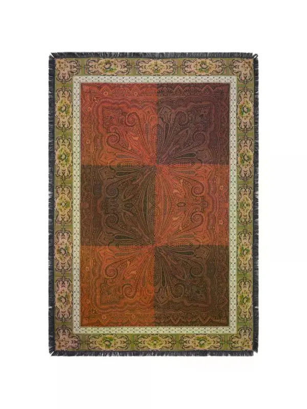 PIERRE-LOUIS MASCIA Alopie Paisley-print Fringed Scarf - Brown