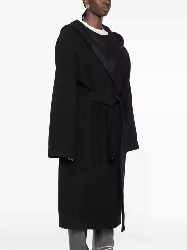 Rick Owens Belted Hooded Coat