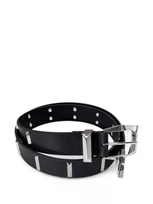 Pinko Leather Belt With Rectangular Studs, 3 Cm