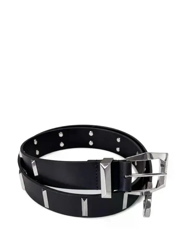 Pinko Leather Belt With Rectangular Studs, 3 Cm
