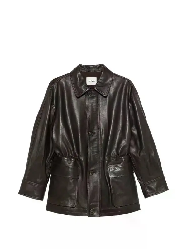 ARMA Drawstring-fastening Leather Coat