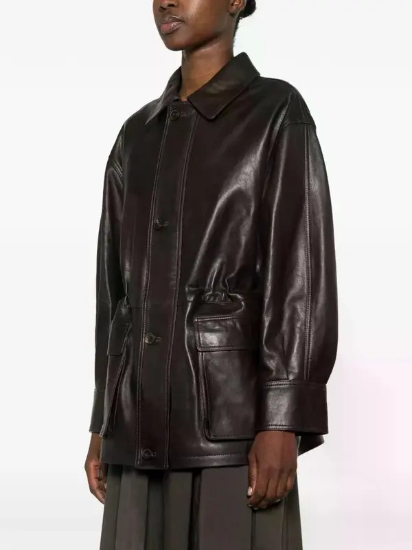 ARMA Drawstring-fastening Leather Coat