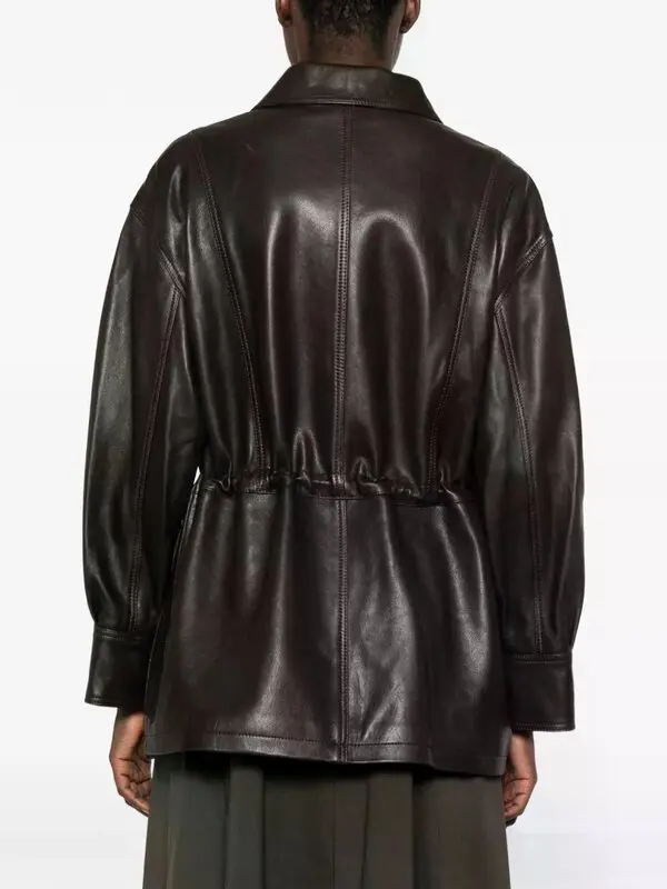 ARMA Drawstring-fastening Leather Coat