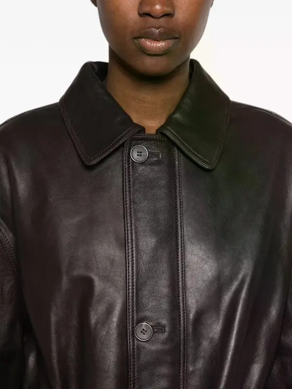 ARMA Drawstring-fastening Leather Coat