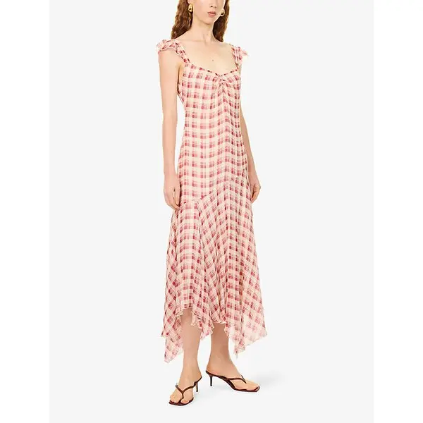 REFORMATION Zea Asymmetric Woven Midi Dress