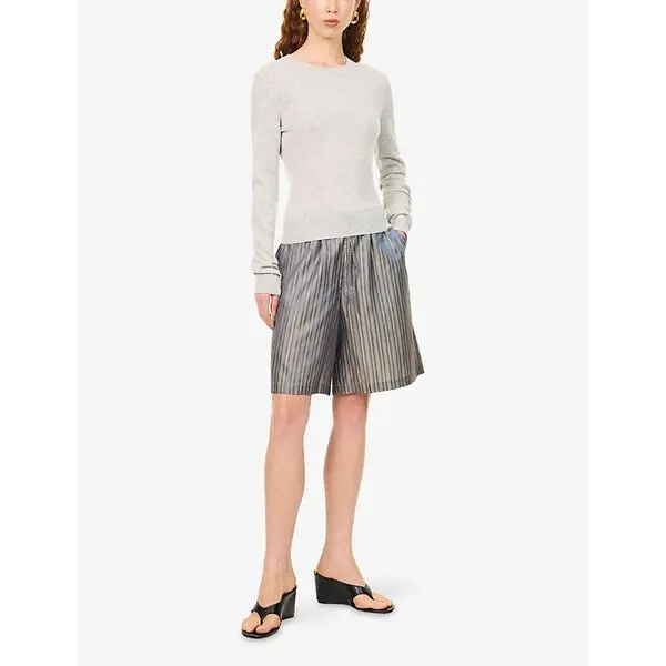 REFORMATION Sandy Striped Satin Shorts
