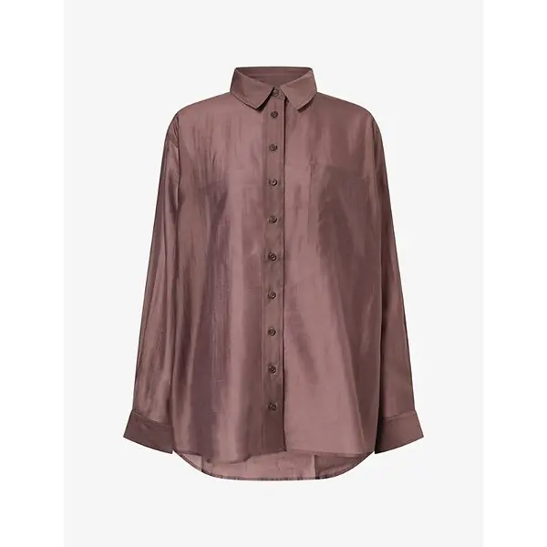 REFORMATION Eli Oversized Woven Shirt - Sheer Brown