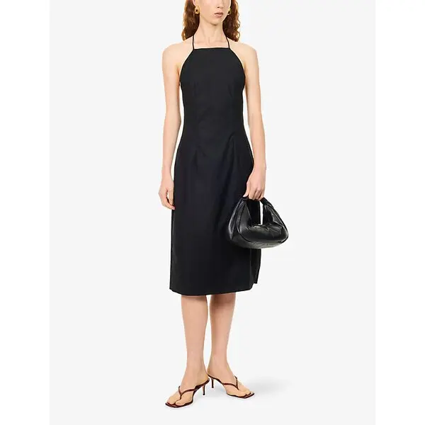 REFORMATION Amarena Halterneck Cotton Midi Dress