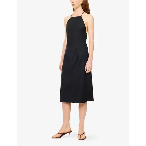 REFORMATION Amarena Halterneck Cotton Midi Dress