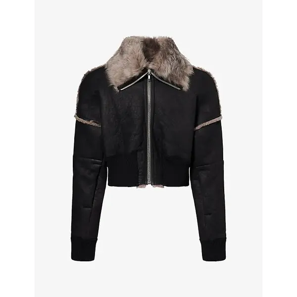 Rick Owens Flight Bomber Leather Jacket - Black Dust