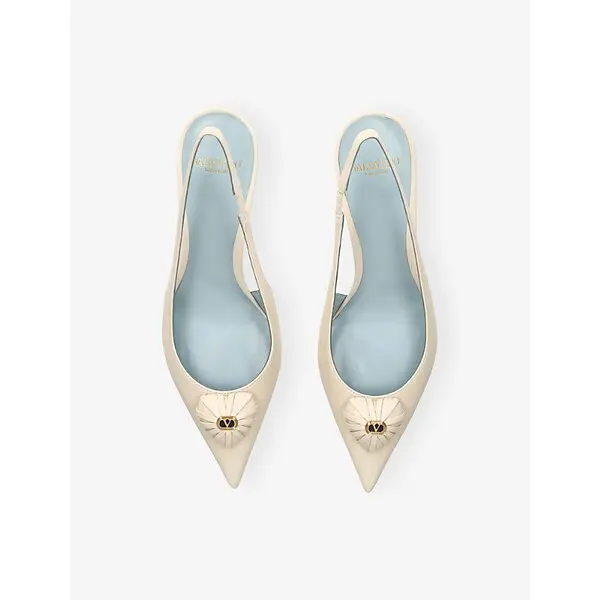 Valentino Garavani Couer Royal 100 Leather Slingback Courts