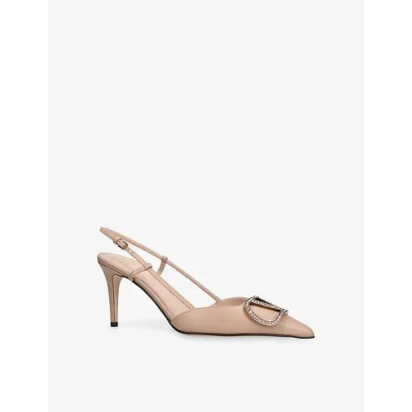 Valentino Garavani Vlogo 80 Crystal-embellished Leather Slingback Courts