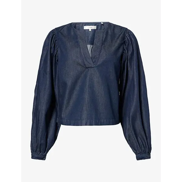 FRAME The Off Duty Popover Denim Blouse - Rinse