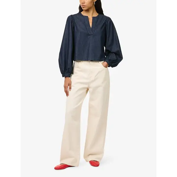 FRAME The Off Duty Popover Denim Blouse