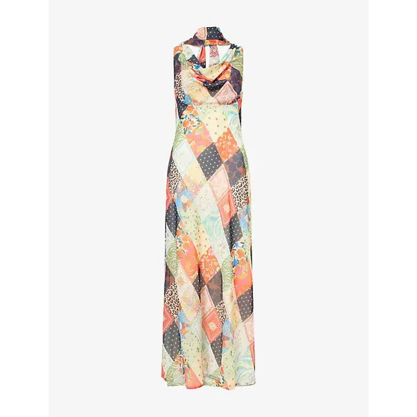 NEVER FULLY DRESSED Sophie Cowl-neck Woven Maxi Dress