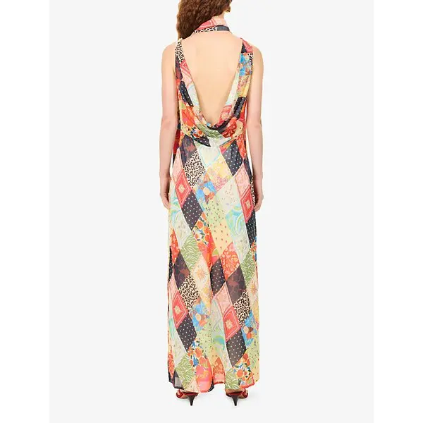 NEVER FULLY DRESSED Sophie Cowl-neck Woven Maxi Dress
