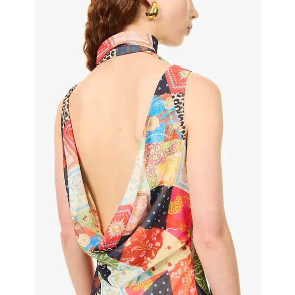 NEVER FULLY DRESSED Sophie Cowl-neck Woven Maxi Dress