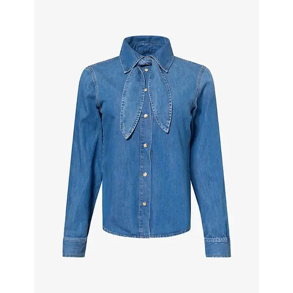 FRAME The Clementine Neck-tie Denim Shirt - Hideaway