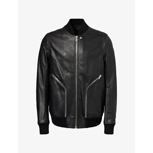 Rick Owens Zip-pocket Leather Bomber Jacket - Black