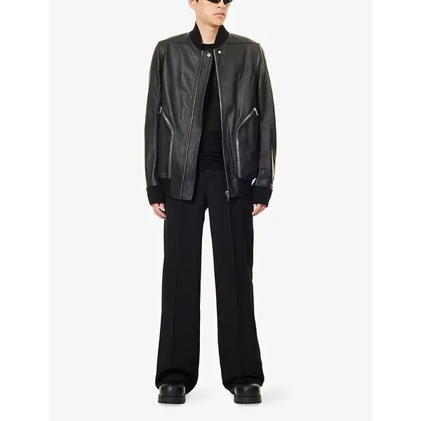 Rick Owens Zip-pocket Leather Bomber Jacket