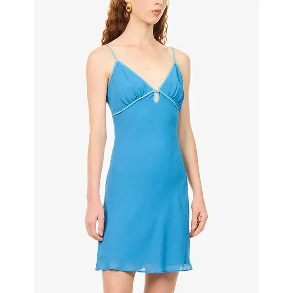 REFORMATION Rimona V-neck Crepe Mini Dress