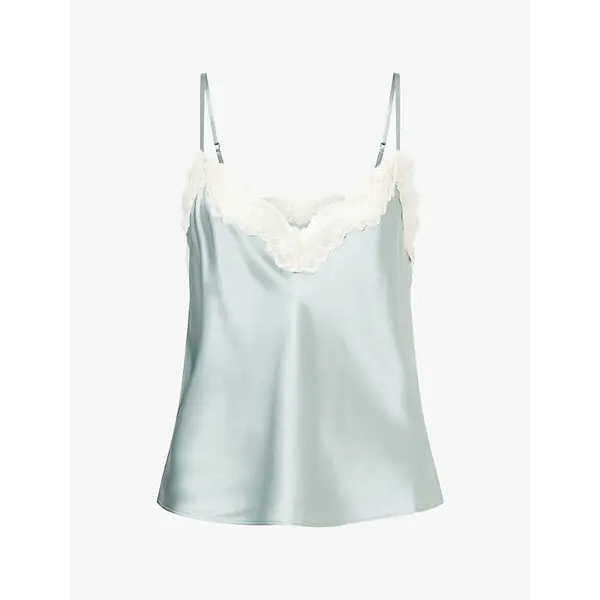 REFORMATION Teddy Lace-trim Silk Top - Celadon