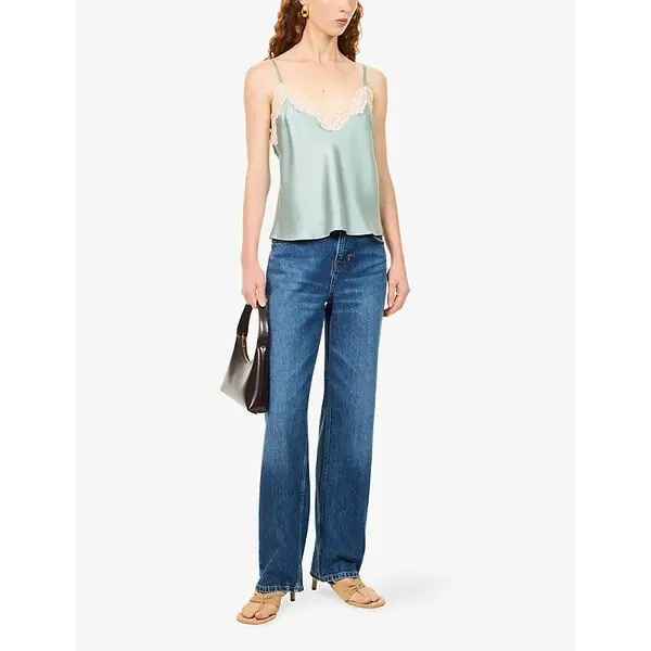 REFORMATION Teddy Lace-trim Silk Top