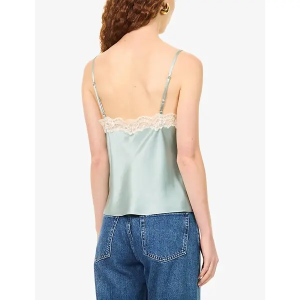 REFORMATION Teddy Lace-trim Silk Top