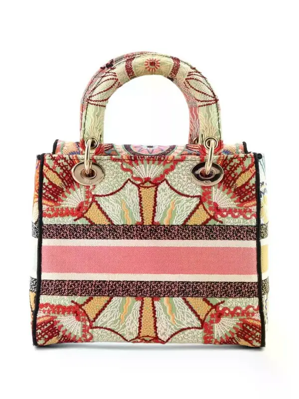 Dior Lady D-lite Bag Embroidered Canvas Medium Satchel - Multicolour