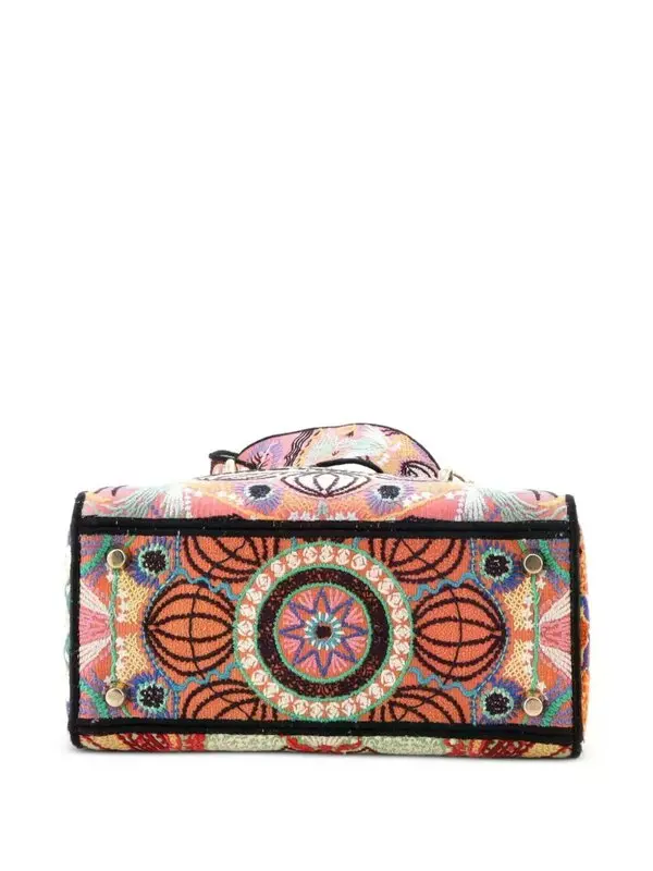 Dior Lady D-lite Bag Embroidered Canvas Medium Satchel - Multicolour