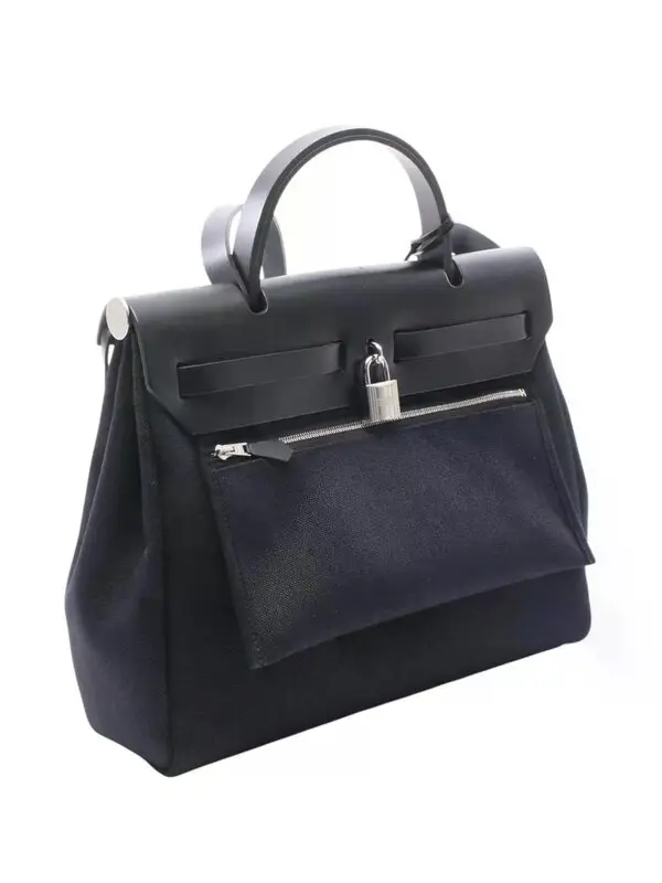 Hermès 2023 Military Toile And Vache Hunter Herbag Zip 31 Satchel - Black