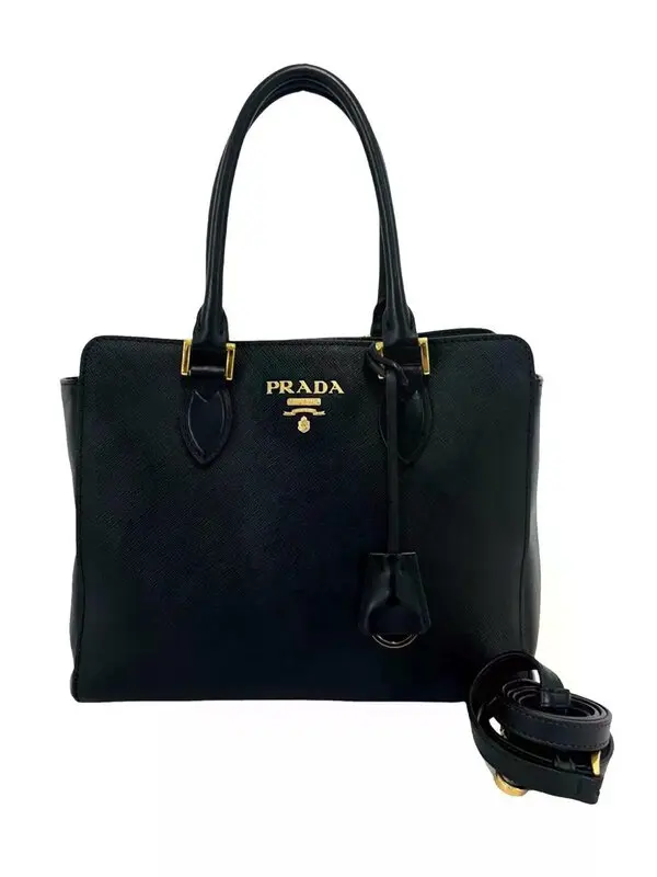 Prada 2013-2026 Saffiano And Soft Calf Satchel - Black