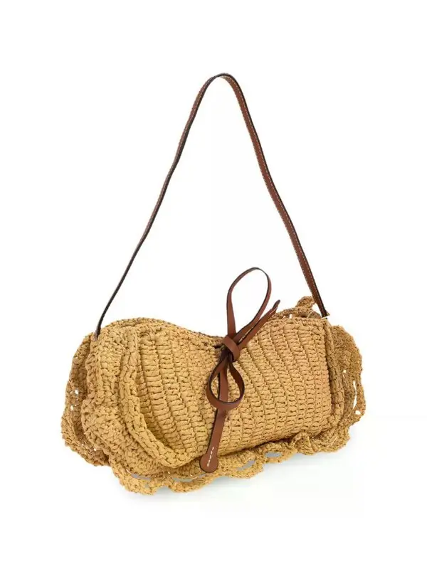 Ulla Johnson Marina Ruffled Raffia Shoulder Bag - Neutrals