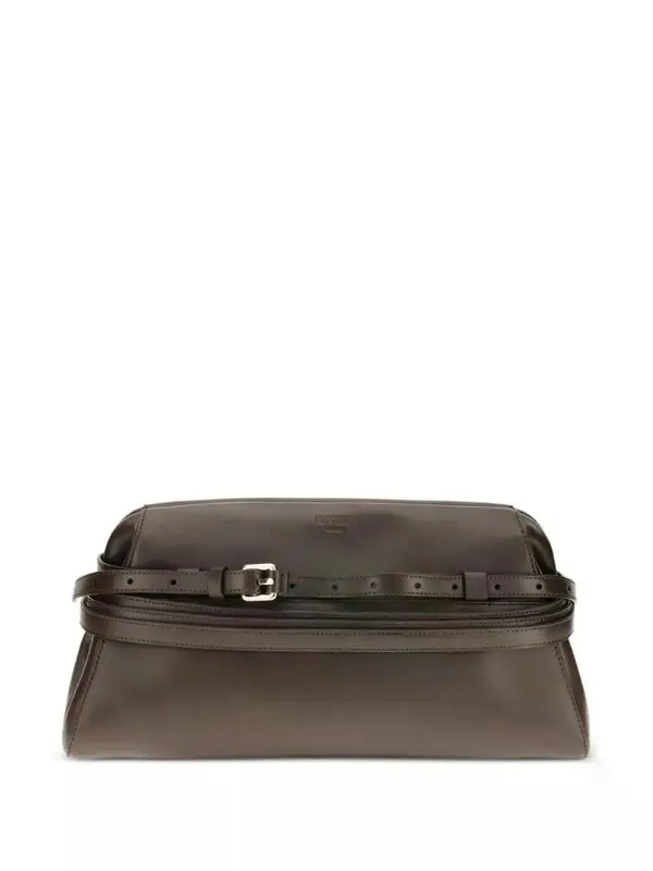 Moschino Buckle-detail Leather Cluth Bag