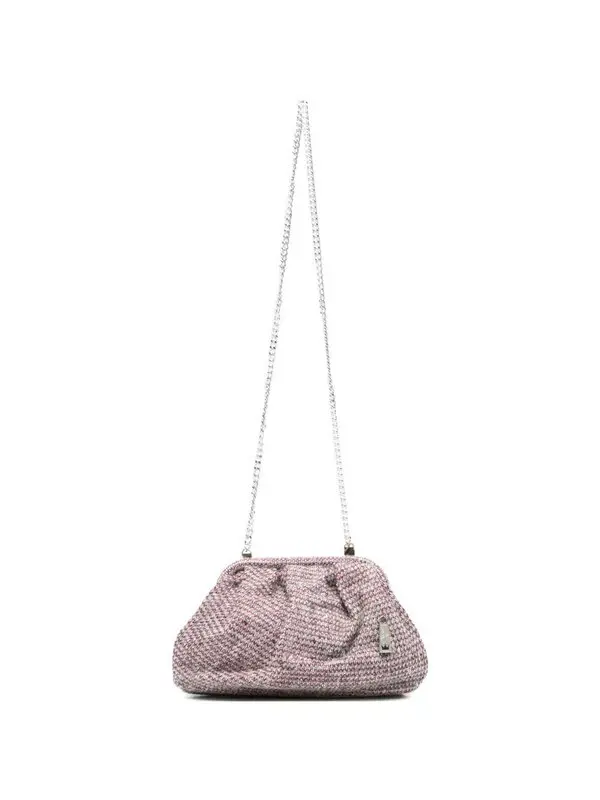 LA MILANESA Sequin-embellished Knitted Clutch Bag - Pink