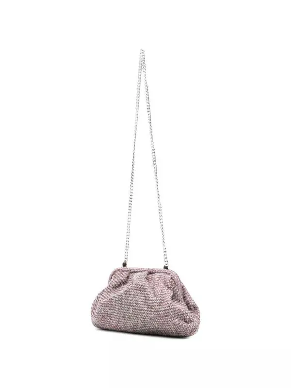 LA MILANESA Sequin-embellished Knitted Clutch Bag - Pink