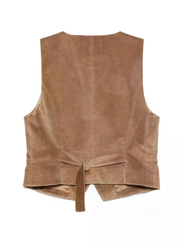 Marella Corduroy Button-up Waistcoat - Neutrals
