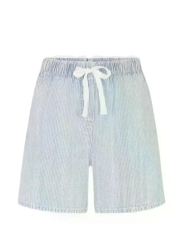 JUVIA Maila Striped Denim Mini Shorts
