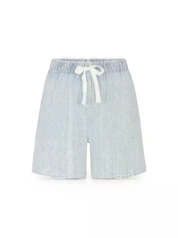 JUVIA Maila Striped Denim Mini Shorts