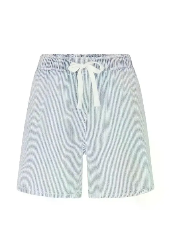 JUVIA Maila Striped Denim Mini Shorts - White