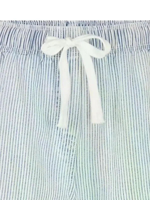 JUVIA Maila Striped Denim Mini Shorts - White