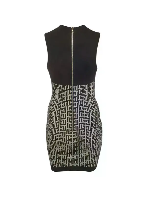 Balmain Monogram Jacquard Cutout Mini Dress