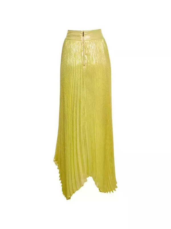 Alice + Olivia Katz Plissé Maxi Skirt - Yellow