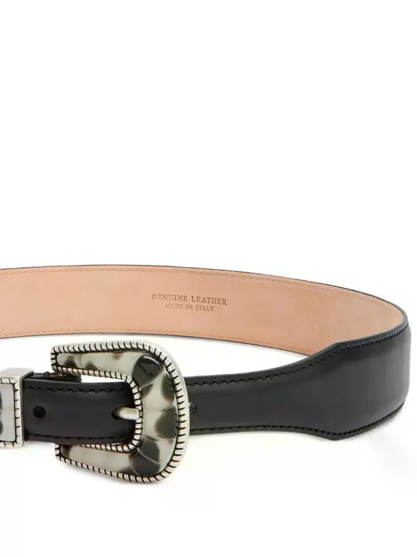 SILVER OSTRICH Western-style Leather Belt